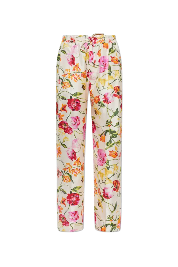 Kenzo Silk Trousers With Tie - Multicolour