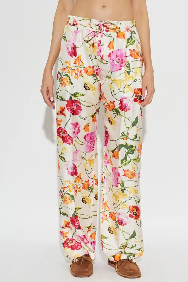 Kenzo Silk Trousers With Tie - Multicolour