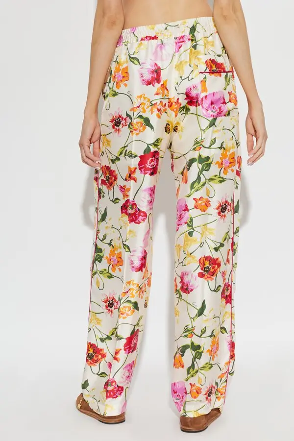 Kenzo Silk Trousers With Tie - Multicolour