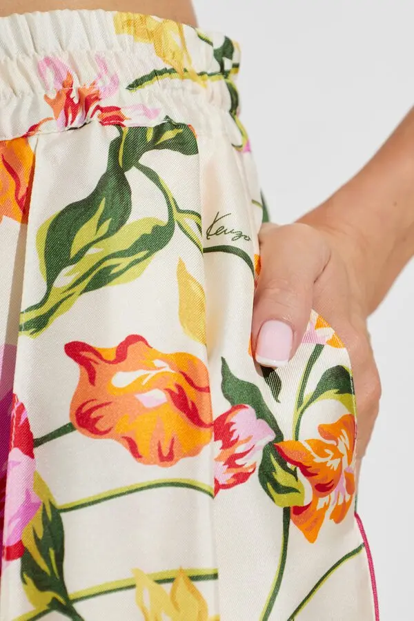 Kenzo Silk Trousers With Tie - Multicolour