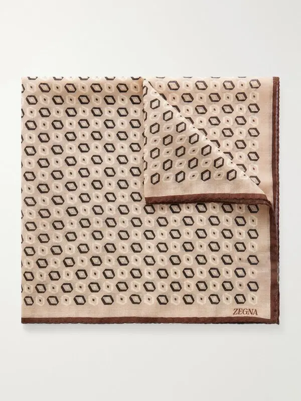 Zegna Printed Wool Pocket Square