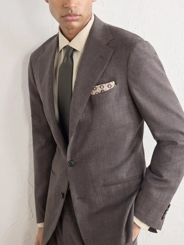 Zegna Printed Wool Pocket Square