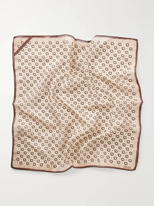Zegna Printed Wool Pocket Square