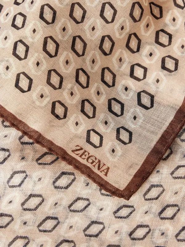 Zegna Printed Wool Pocket Square