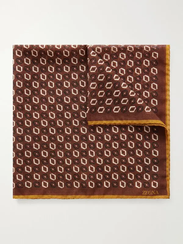 Zegna Printed Wool Pocket Square