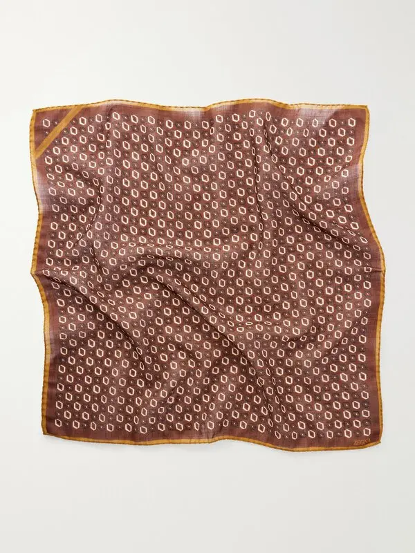 Zegna Printed Wool Pocket Square