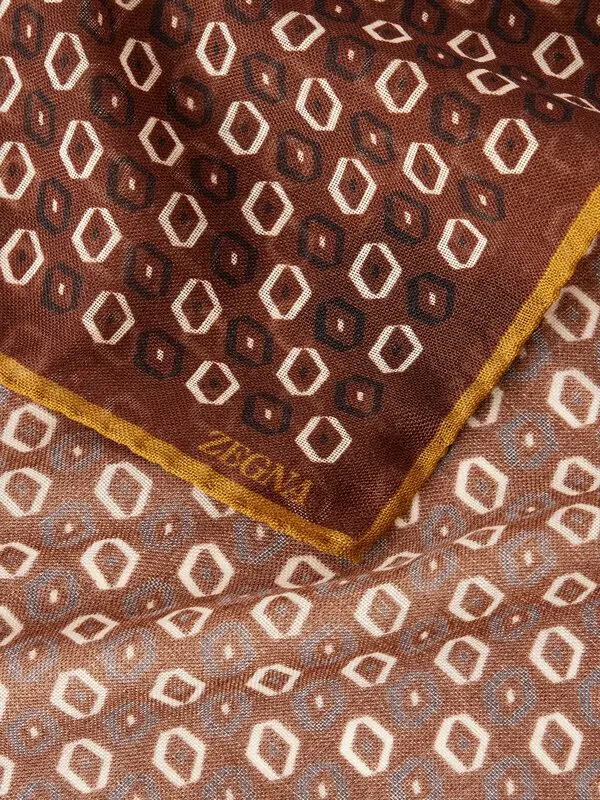 Zegna Printed Wool Pocket Square
