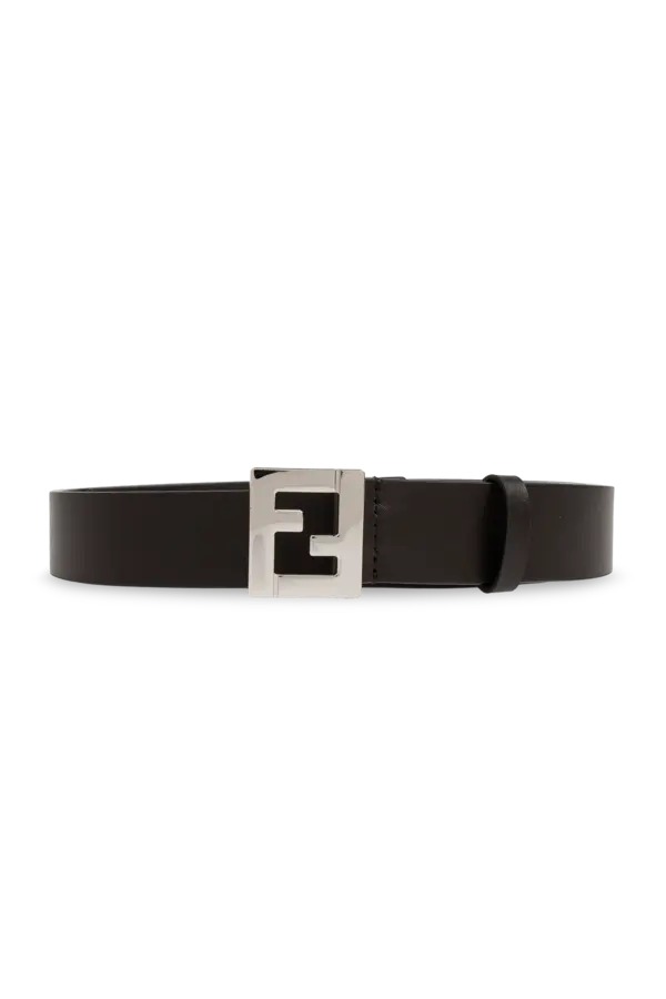 Fendi Leather Belt With Geometric Buckle