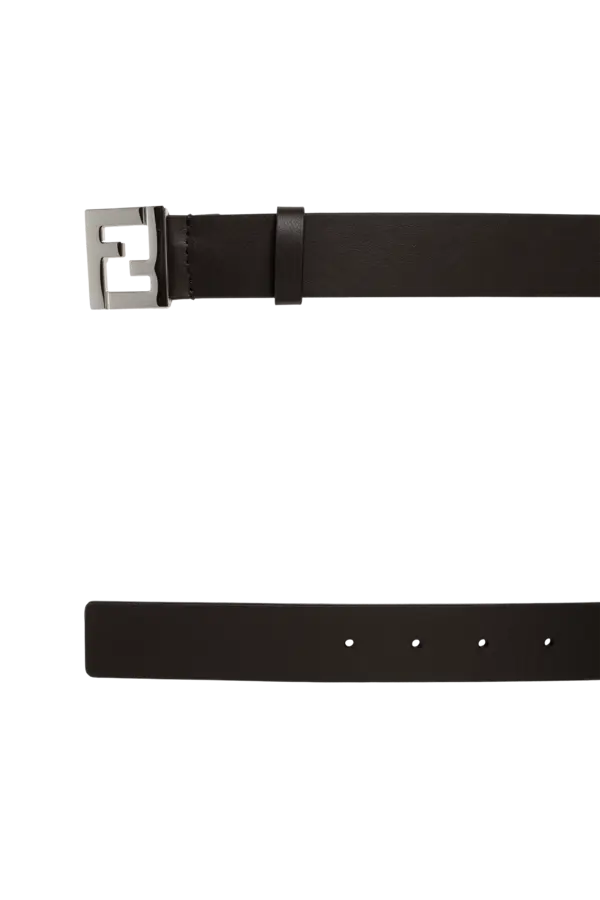 Fendi Leather Belt With Geometric Buckle