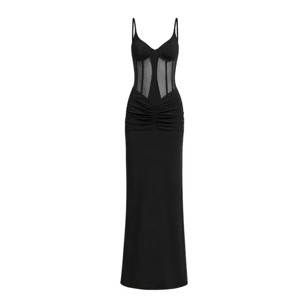 OW Sivara Mesh Corset Maxi Dress - Black