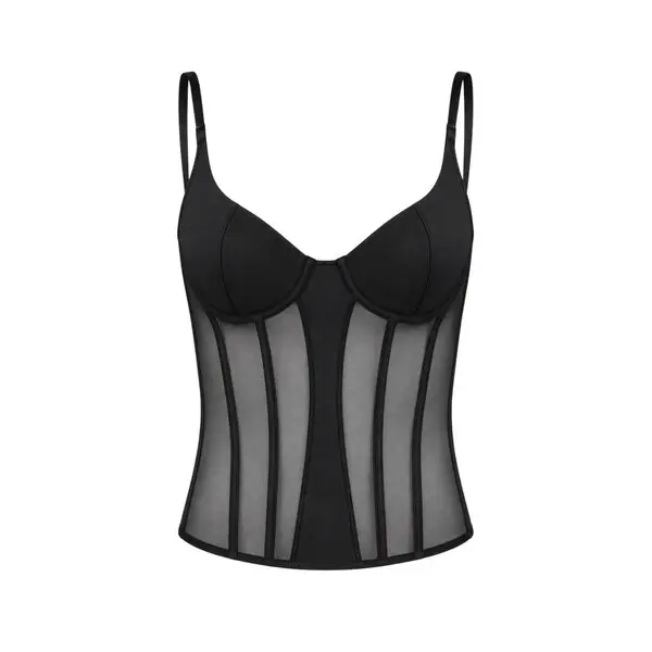 OW Sivara Mesh Corset Top - Black