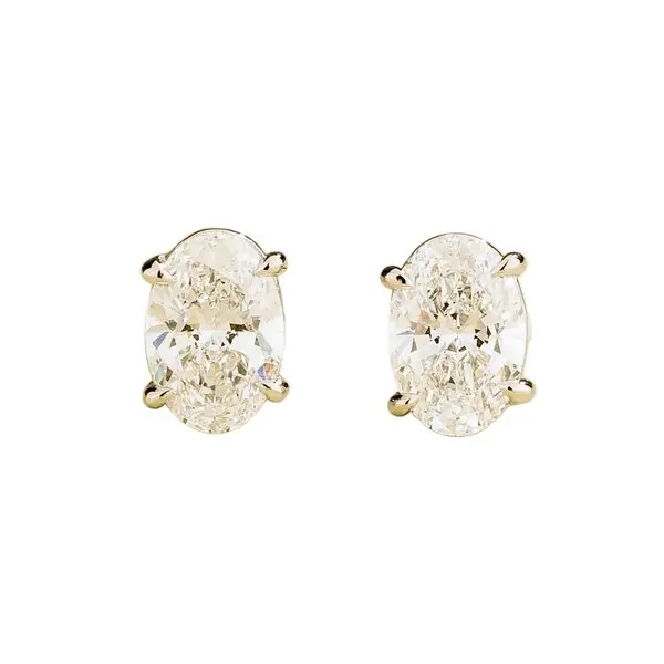 JUVETTI  White / Silver Ovo Diamond Oval Solitaire Stud Earrings In White Gold - White/silver