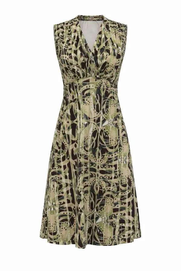CONQUISTA Artistic Wrap-front Midi Dress
