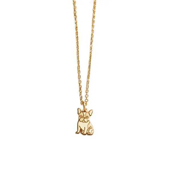 POSH TOTTY DESIGNS 18ct Yellow Plated French Bulldog Dinky Charm Necklace - Gold