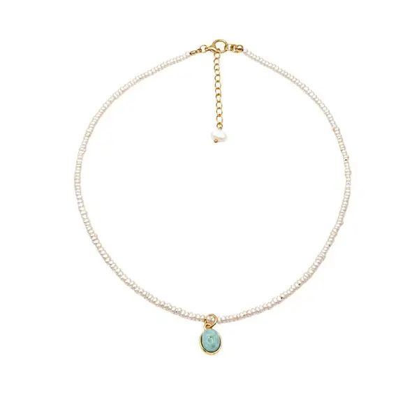 UCHI & SOTO Pearl And Larimar Pendant Necklace - Gold/blue/white