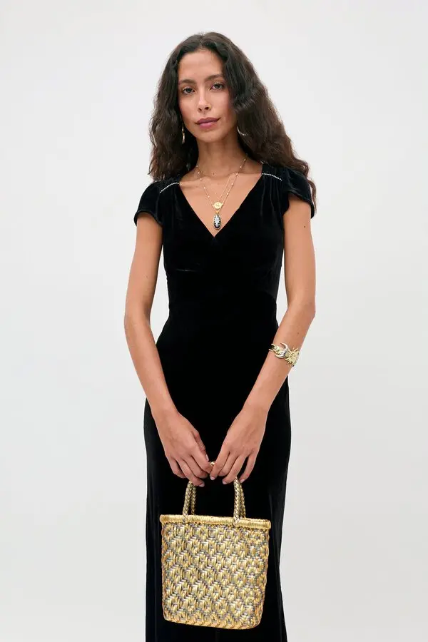 Rixo Ezra Embellished Velvet Maxi Dress