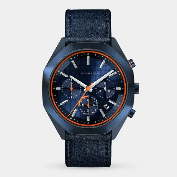 Lilienthal Berlin Octachrono Chronograph Watch With Orange Leather Strap