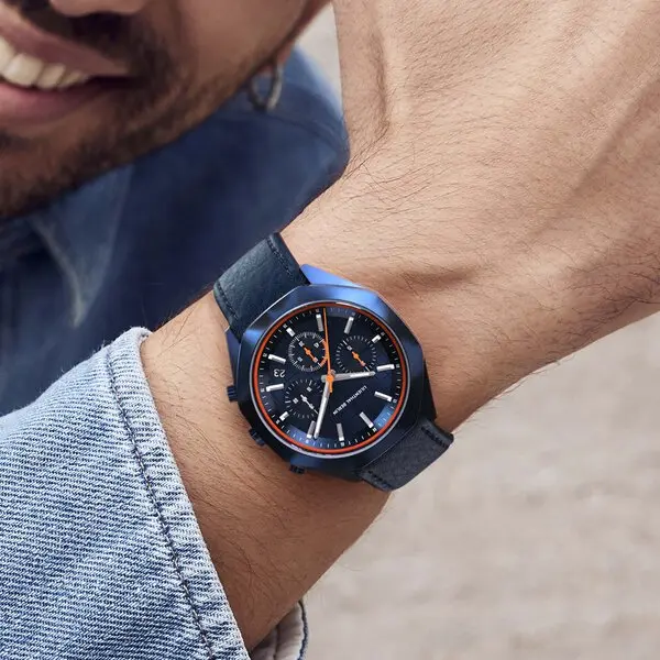 Lilienthal Berlin Octachrono Chronograph Watch With Orange Leather Strap