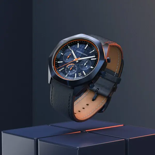 Lilienthal Berlin Octachrono Chronograph Watch With Orange Leather Strap