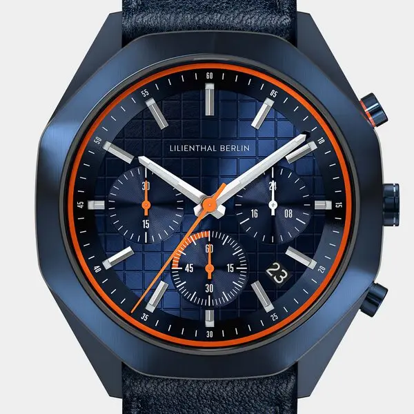 Lilienthal Berlin Octachrono Chronograph Watch With Orange Leather Strap