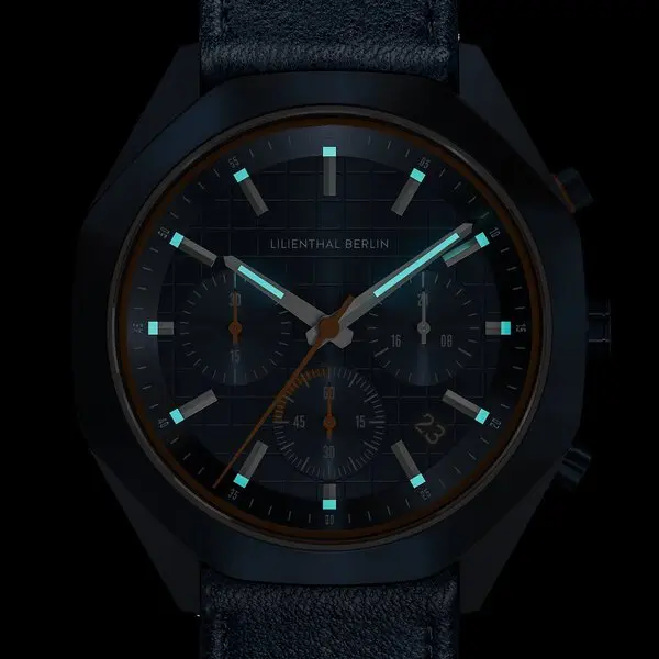 Lilienthal Berlin Octachrono Chronograph Watch With Orange Leather Strap