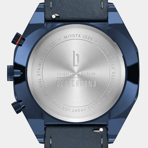 Lilienthal Berlin Octachrono Chronograph Watch With Orange Leather Strap