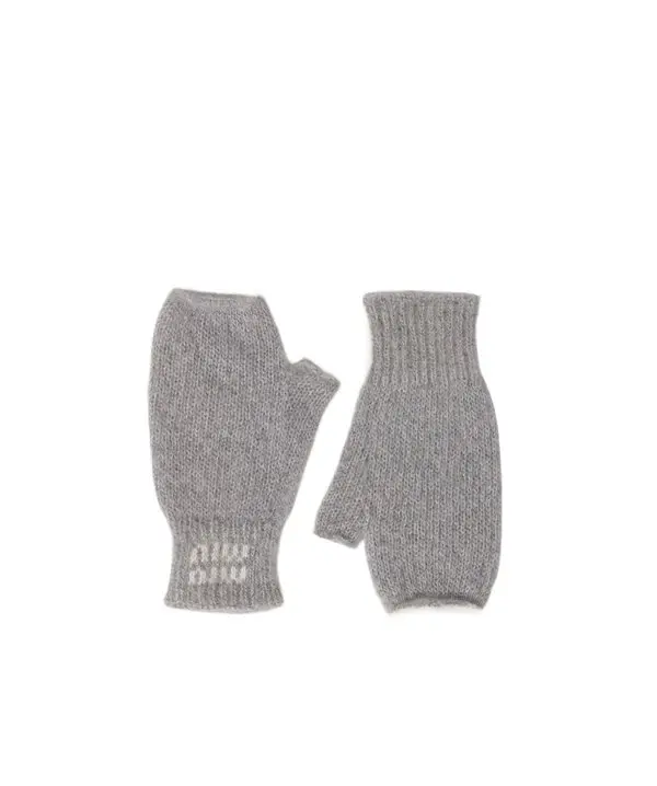 Miu Miu Logo-intarsia Knitted Gloves