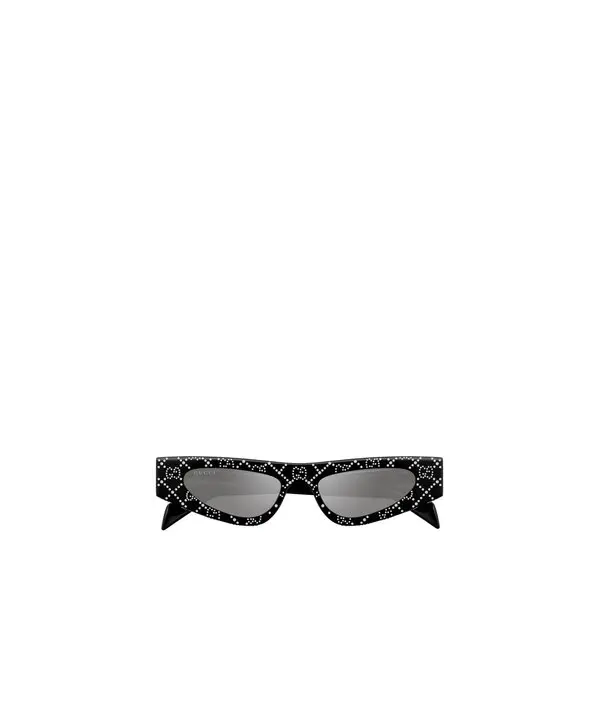 Gucci Crystal Stud Oval Sunglasses - Black