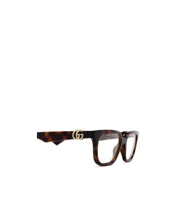 Gucci Square Frame Eyeglasses With Gold Tone Logo