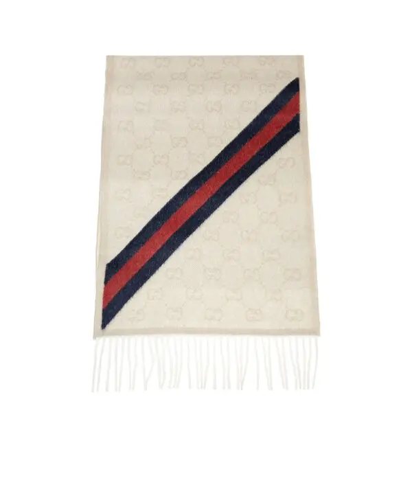Gucci Fringed Scarf - Beige