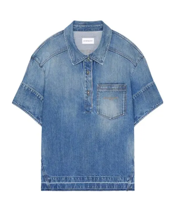 Givenchy Short Cocoon Shirt Dress In Denim