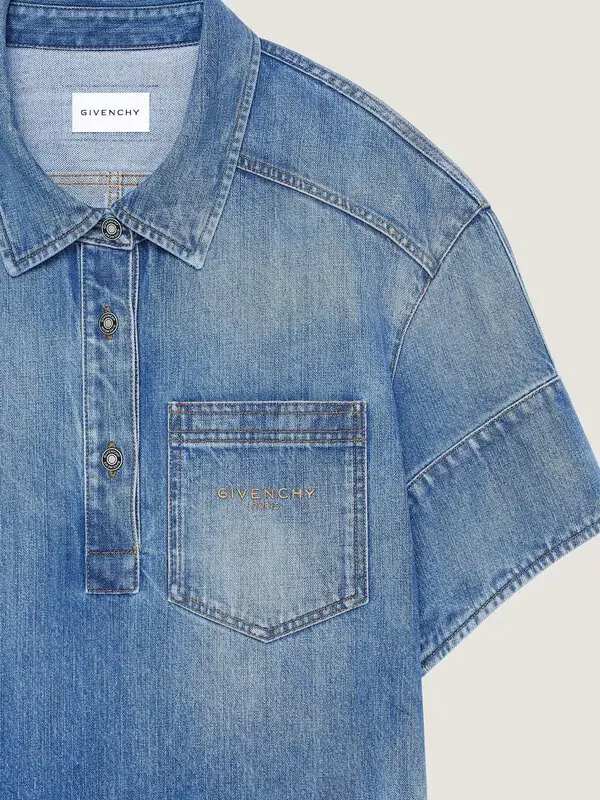 Givenchy Short Cocoon Shirt Dress In Denim