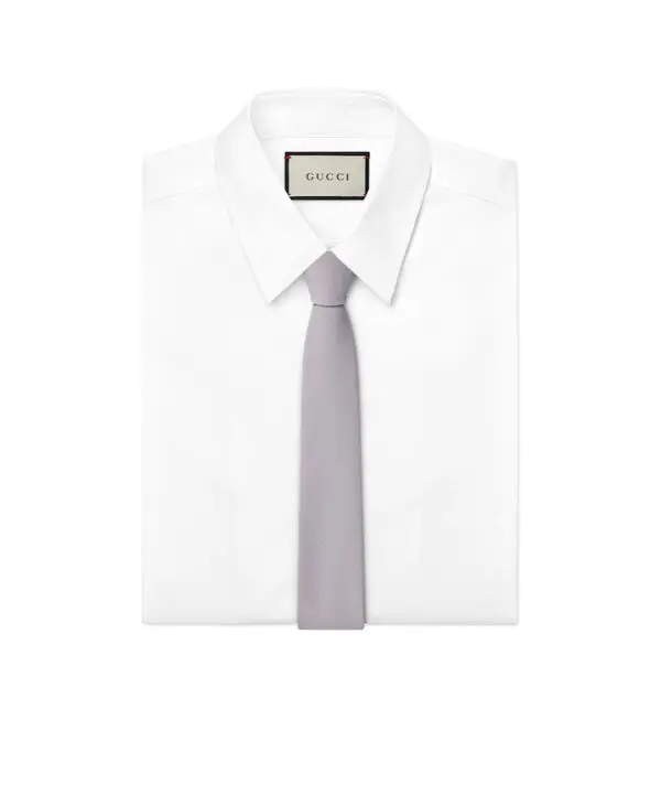 Gucci Crepe-effect Silk Blend Neck Tie - Grey