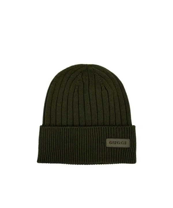 Gucci Logo Patch Ribbed Beanie
