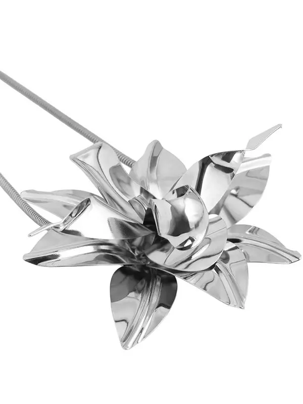 Rabanne Sculpted Floral Pendant Necklace - Silver