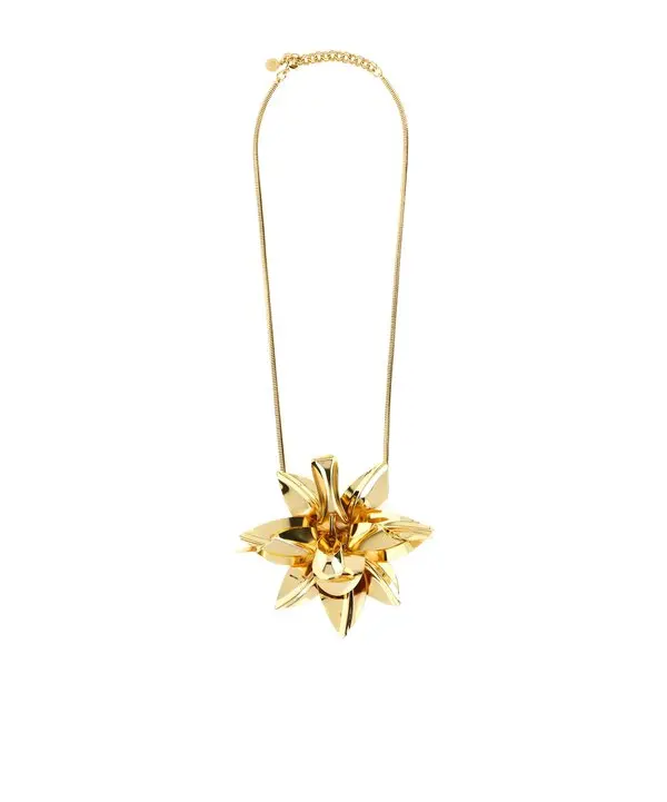 Rabanne Sculptural Floral Pendant Necklace - Gold