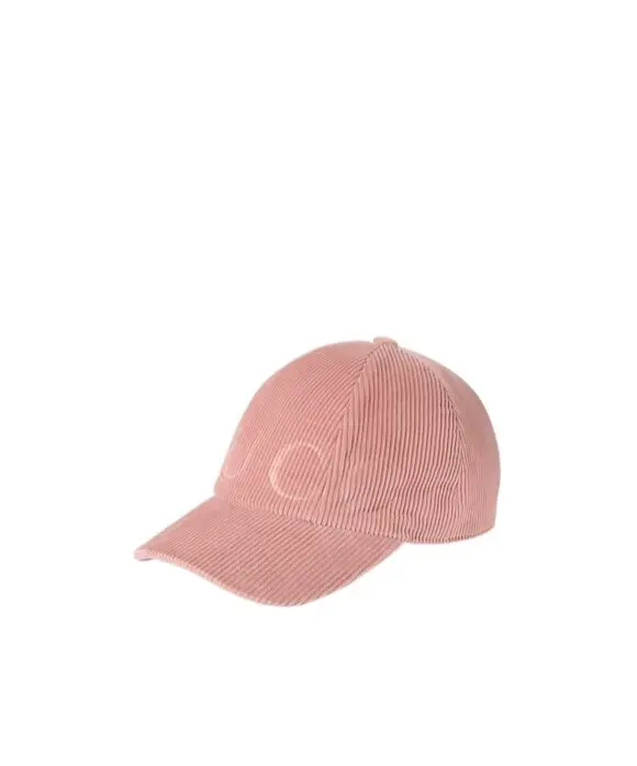 Gucci Corduroy Baseball Hat With Embossed Logo - Pink