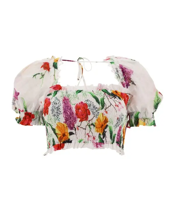 Charo Ruiz Ibiza Floral Print Cotton-blend Poplin Top