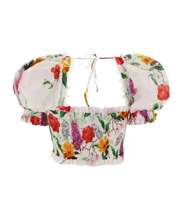 Charo Ruiz Ibiza Floral Print Cotton-blend Poplin Top