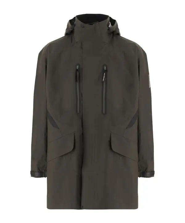 AND WANDER Hooded Zip-pocket Coat