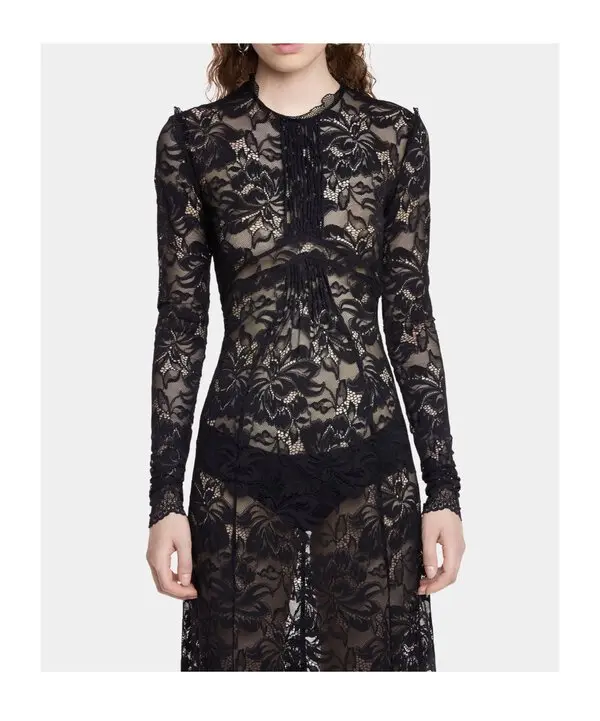 Rabanne Long-sleeved Lace Maxi Dress