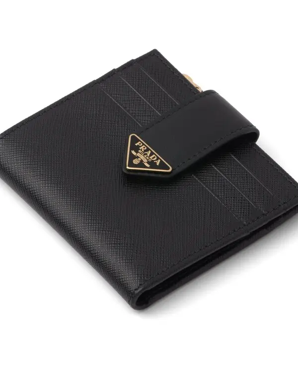 Prada Logo Plaque Zip-up Wallet