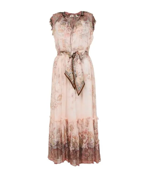 Zimmermann Alchemy Flutter Midi Dress - Nude