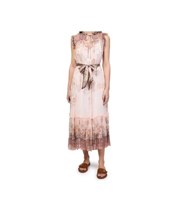 Zimmermann Alchemy Flutter Midi Dress - Nude