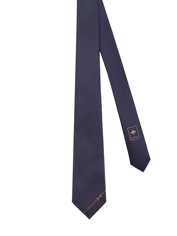 Gucci Pointed Tie With Horsebit Detail - Black
