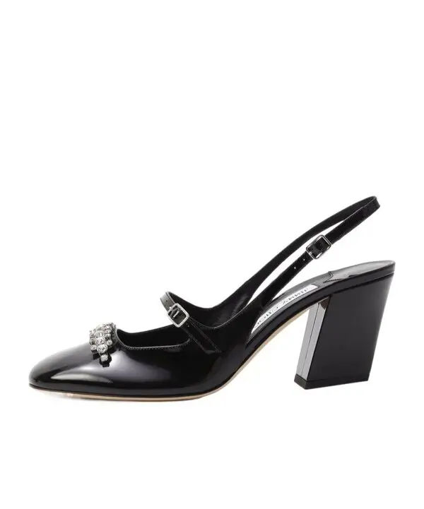 JIMMY CHOO Patent Leather High-heeled Sandals With Crystal Buckles