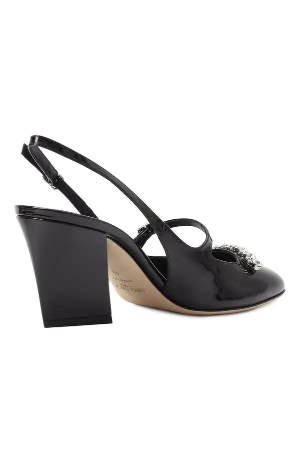 JIMMY CHOO Patent Leather High-heeled Sandals With Crystal Buckles