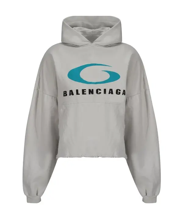 Balenciaga Loop Sports Icon Destroyed Cropped Hoodie