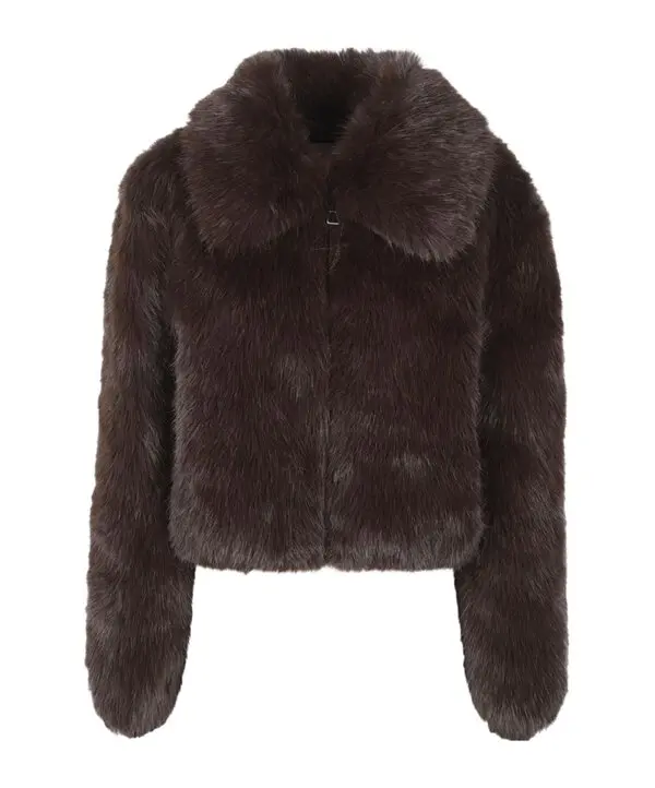 THE FRANKIE SHOP Hope Faux Fur Jacket - Brown