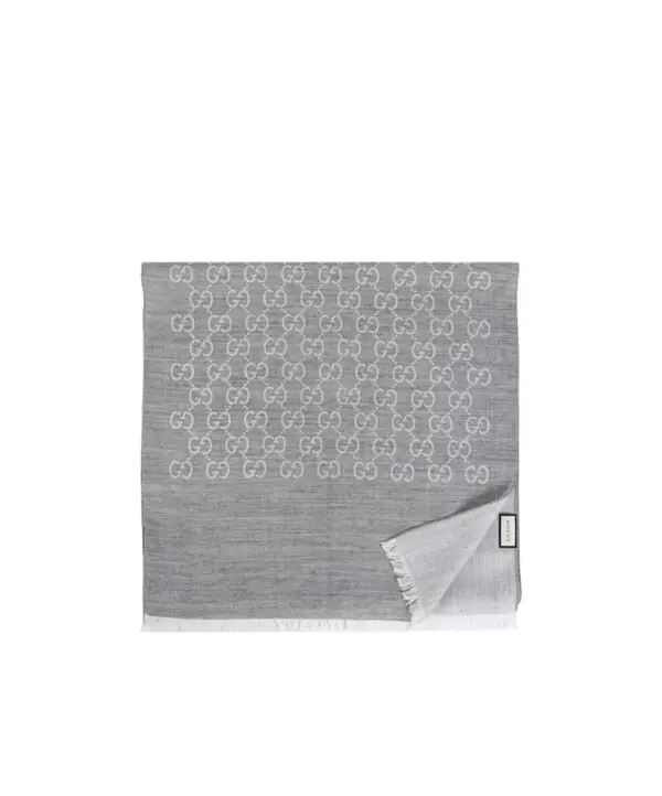 Gucci Double-sided Fringed Scarf - Gray